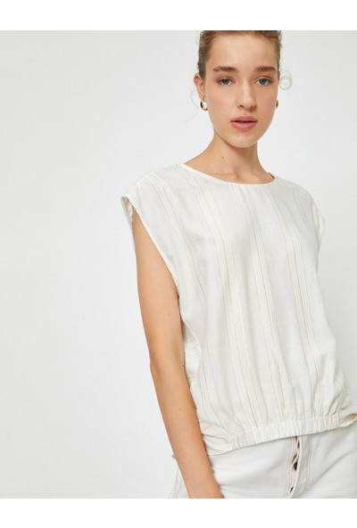 Koton Kadın Lastik Detaylı Kolsuz Bluz