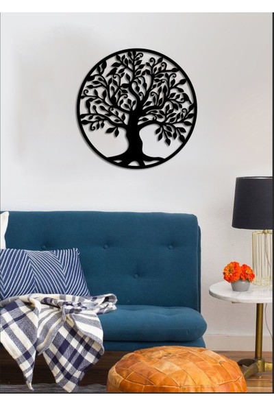 Kiez Metal Tablo Hayat Ağacı Modelli Duvar Tablosu Lazer Kesim Metal Dekorasyon Duvar Panosu 50 x 50 cm