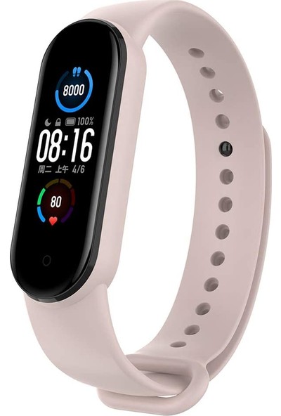 Case 4U Xiaomi Mi Band 6 / Mi Band 5 Akıllı Bileklik Kordonu Silikon Kum Pembesi