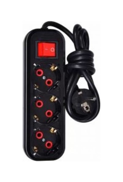 Smart Socket Üçlü Akım Korumalı Anahtarlı Grup Priz 3 mt Siyah