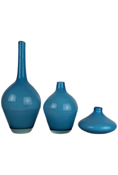Arkeon Home Üfleme Cam Mavi 3'lü Set Vazo Arkeon Home Üfleme Cam Mavi 3'lü Set Vazo