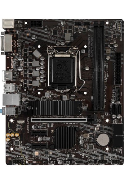 MSI B460M-A PRO Soket 1200 DDR4 2933 DVI HDMI M.2 USB 3.2 MATX Anakart MSI B460M-A PRO Soket 1200 DDR4 2933 DVI HDMI M.2 USB 3.2 MATX Anakart