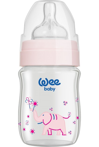 Wee Baby Klasik Plus 120 Ml Geniş Ağızlı Isıya Dayanıklı Cam Biberon - Pembe