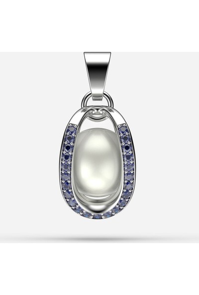 İstiridye İnci Safir Sonsuz Tutku Kolye Seti Yuvarlak Tatlısu Aaa Kalite