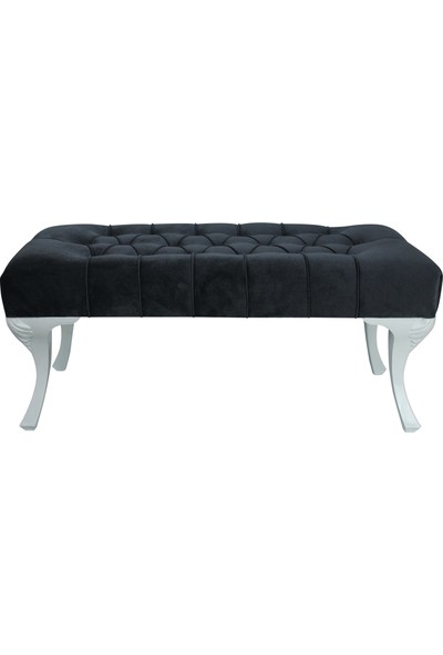 İndirim Çadırı Vinda Kapitoneli Kapıönü Ayakucu Bench Puf Taş Düğme 100 cm Siyah