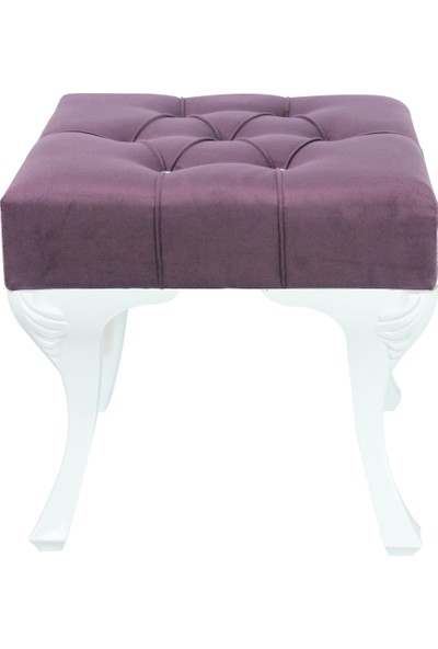 Vinda Kapitoneli Kapıönü Ayakucu Bench Puf Taş Düğme 40 cm Mürdüm