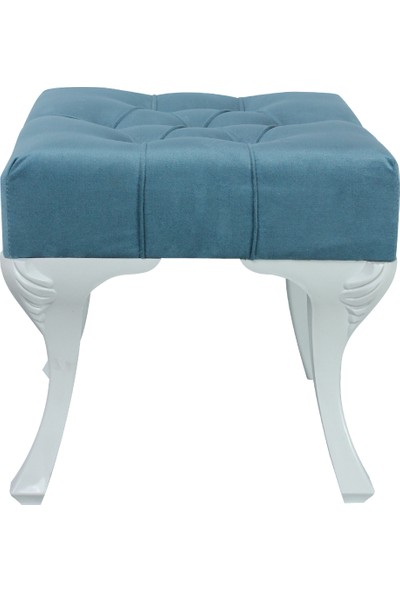 Vinda Kapitoneli Kapıönü Ayakucu Bench Puf Taş Düğme 40 cm Mavi