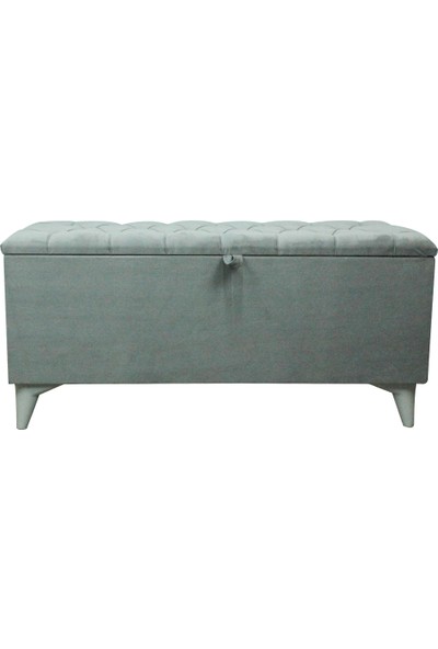 İndirim Çadırı Vinda Kaptioneli Sandıklı Puf 90 cm Gri Taş Düğmeli