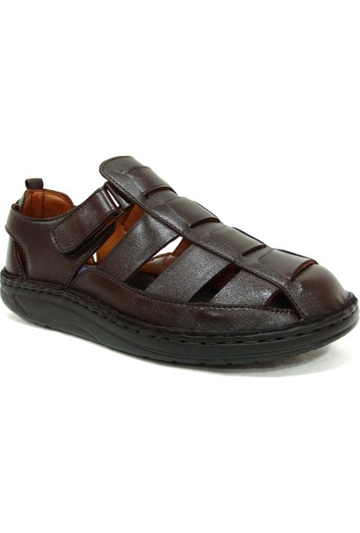 Egelioğlu 50108 Kahverengi Jel Masaj Tabanlı Deri Erkek Sandalet