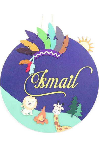 Meşgalem Kızılderili Temalı İsme Özel Çocuk Odası Kapı Süsü Meşgalem Kızılderili Temalı İsme Özel Çocuk Odası Kapı Süsü