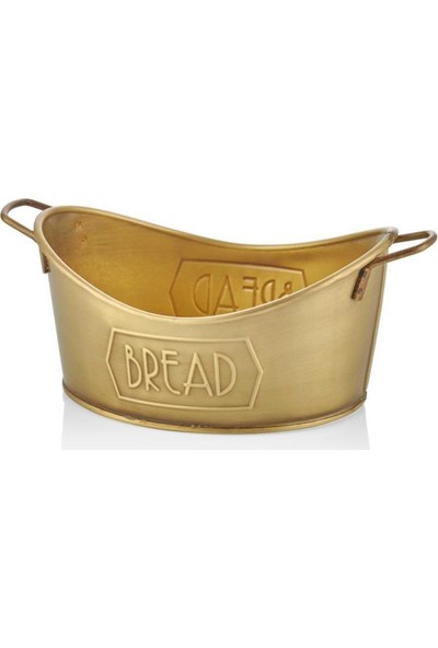 The Mia Galvaniz 28 x 17 cm Oval Ekmek Servisi Gold GLV0626