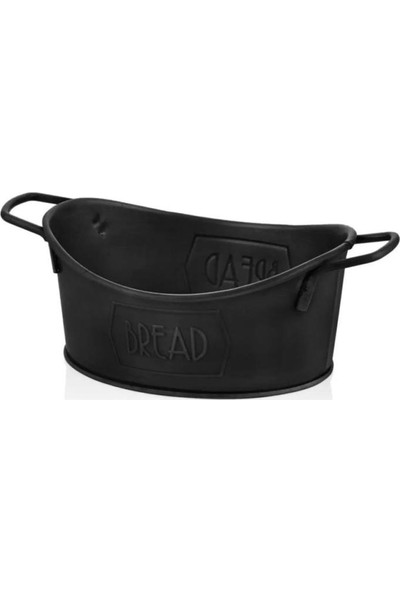 The Mia Galvaniz 28 x 17 cm Oval Ekmek Servisi Siyah GLV0627