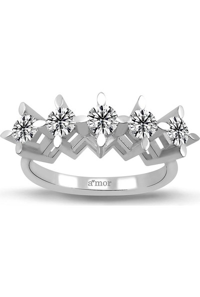 Amor 0.85 Karat Pırlanta Beştaş Yüzük F-Sı 14K Amor 0.85 Karat Pırlanta Beştaş Yüzük F-Sı 14K
