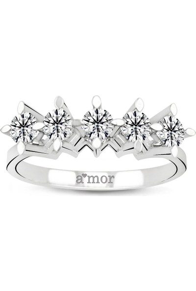Amor 0.50 Karat Pırlanta Beştaş Yüzük F-Sı 14K Amor 0.50 Karat Pırlanta Beştaş Yüzük F-Sı 14K