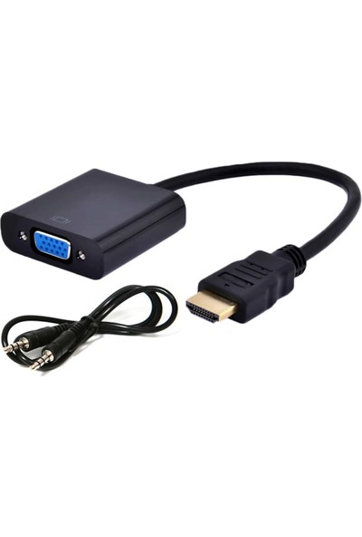 Studz HDMI To VGA Adaptör Ses Destekli + Aux Dönüştürücü Kablosu