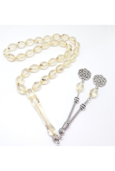 Kehribar Atölyesi Karınca Fosilli Toz Kehribar Tesbih