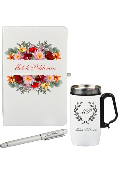 Bol Bol Hediye Kişiye Özel Çiçeklerin Mutluluğu Desenli Defter Kalem Termos - Mug Seti Bol Bol Hediye Kişiye Özel Çiçeklerin Mutluluğu Desenli Defter Kalem Termos - Mug Seti