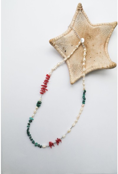 Camada Inci Mercan Firuze Gümüş Kolye