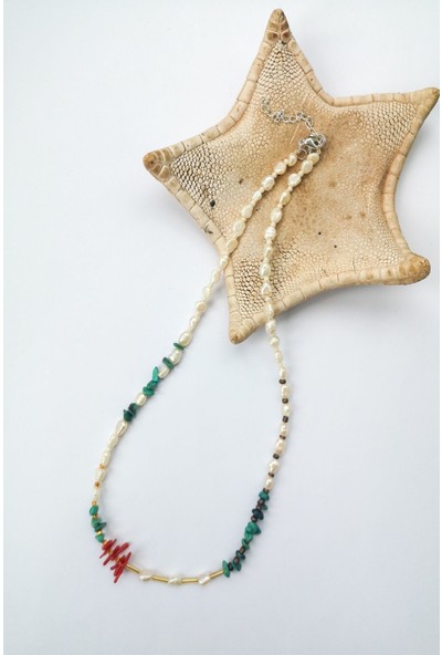 Camada Inci Mercan Firuze Gümüş Kolye Camada Inci Mercan Firuze Gümüş Kolye