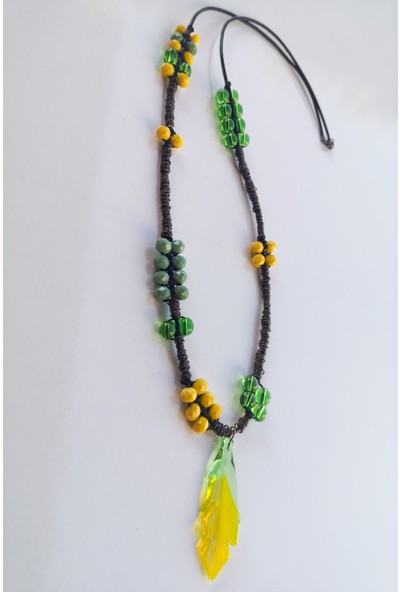 Camada Murano Yeşil Sarı Yaprak Kolye