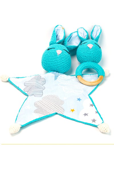 Kusursuz Anne Amigurumi Tavşan Uyku Arkadaşı + Çıngırak Kusursuz Anne Amigurumi Tavşan Uyku Arkadaşı + Çıngırak