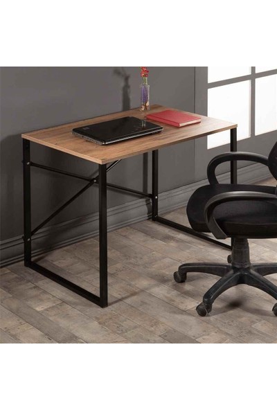 Metal Çalışma Masası Ofis Bilgisayar Laptop Masası 50X90 CM Ceviz Metal Çalışma Masası Ofis Bilgisayar Laptop Masası 50X90 CM Ceviz
