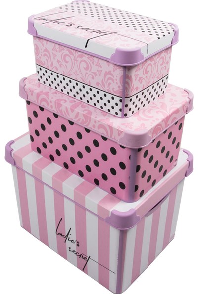Qutu Style Box Ladys Secret 3 Parça Set Dekoratif Saklama Kutusu Qutu Style Box Ladys Secret 3 Parça Set Dekoratif Saklama Kutusu