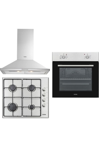 Vestel Inox 3'lü Ankastre Set (Af 5661 Yx Ankastre Fırın + AO-6004 Yx Ankastre Ocak + AD-6001 x 60 cm Davlumbaz) Vestel Inox 3'lü Ankastre Set (Af 5661 Yx Ankastre Fırın + AO-6004 Yx Ankastre Ocak + AD-6001 x 60 cm Davlumbaz)