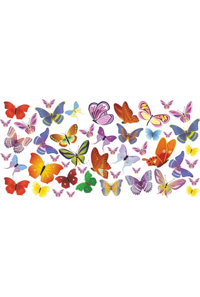 Stickermarket Kelebek Renkli Dekorasyon Sticker Seti