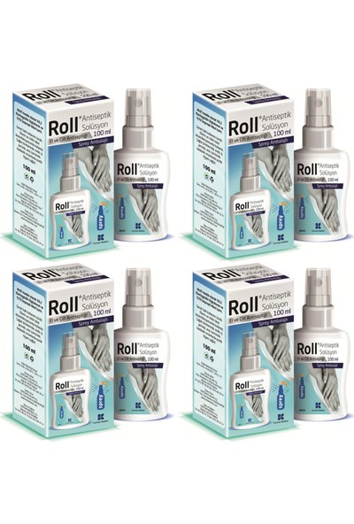 Roll Solüsyon Spreyi El Ve Cilt Dezenfektanı 4 Ad. X 100 ml Roll Solüsyon Spreyi El Ve Cilt Dezenfektanı 4 Ad. X 100 ml
