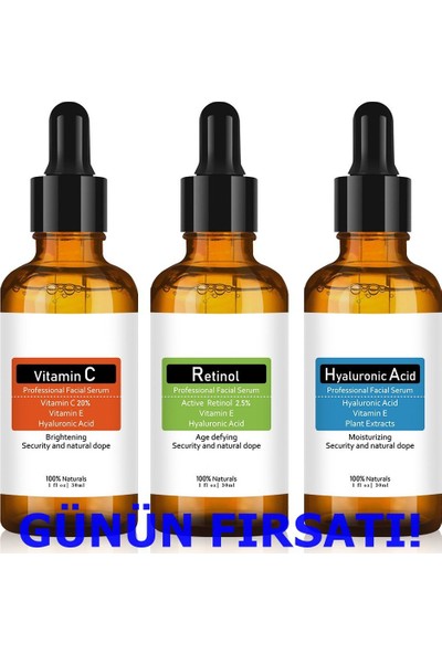 Natural Serum Set-Hyaluronic Acid+Retinol+Vitamin C! Natural Serum Set-Hyaluronic Acid+Retinol+Vitamin C!