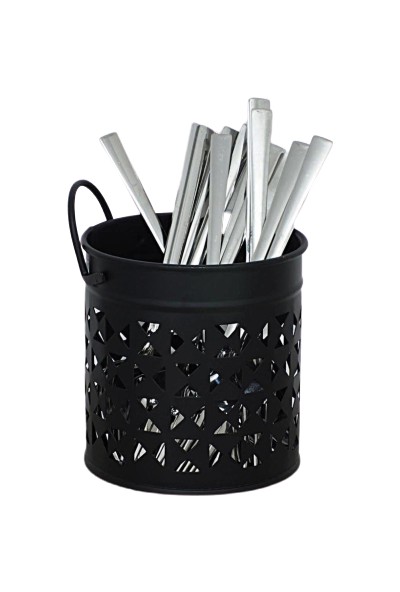 Atelstore Yuvarlak Metal Kaşıklık Mat Siyah Tezgah Üstü Kaşıklık