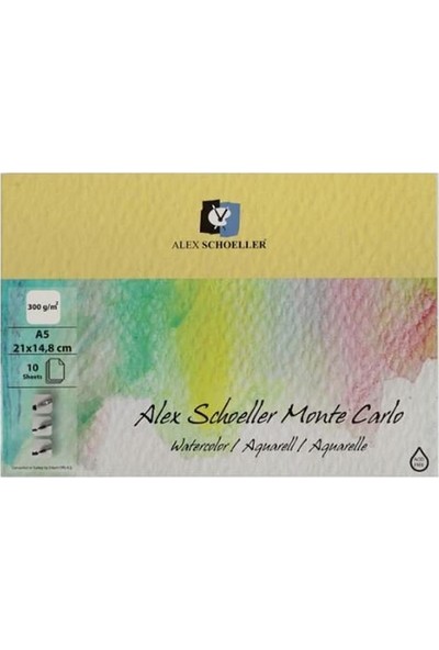 Alex Schoeller A5-300 gr Monte Carlo Watercolor Aqurell Suluboya Resim Defteri 10 Yp.