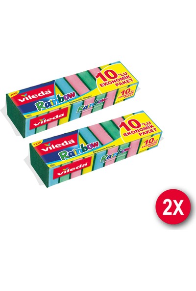 Vileda 10'lu Rainbow Ekonomik Bulaşık Süngeri 2'li Paket