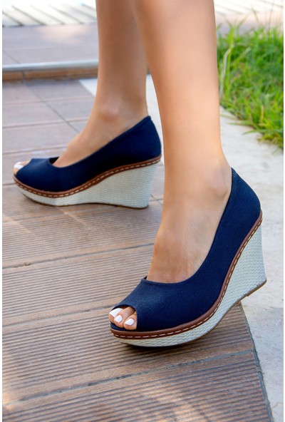 Fox Shoes Lacivert Kadın Dolgu 9674040305