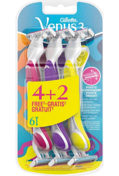 Gillette 3 Renkli Kullan At 4+2 6'lı