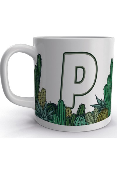 Rock'n Fox P Harfi Kaktüs Tasarım Harfli Kupa Bardak