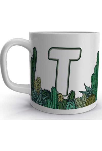 Rock'n Fox T Harfi Kaktüs Tasarım Harfli Kupa Bardak