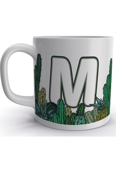 Rock'n Fox M Harfi Kaktüs Tasarım Harfli Kupa Bardak