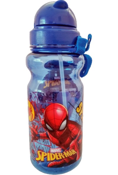 Spiderman Şeffaf Matara Suluk Kapaklı Mavi Spiderman Şeffaf Matara Suluk Kapaklı Mavi
