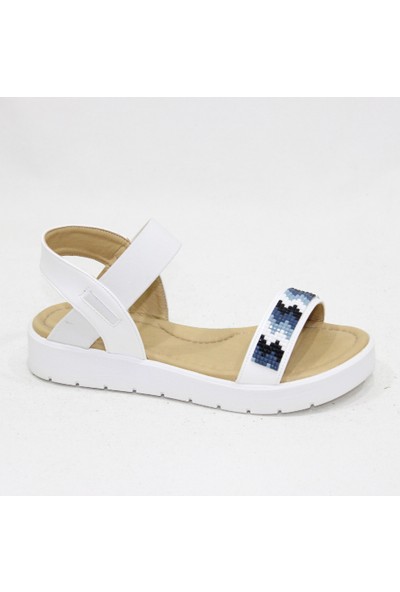 Jump 19495-A Beyaz Kız Çocuk Sandalet