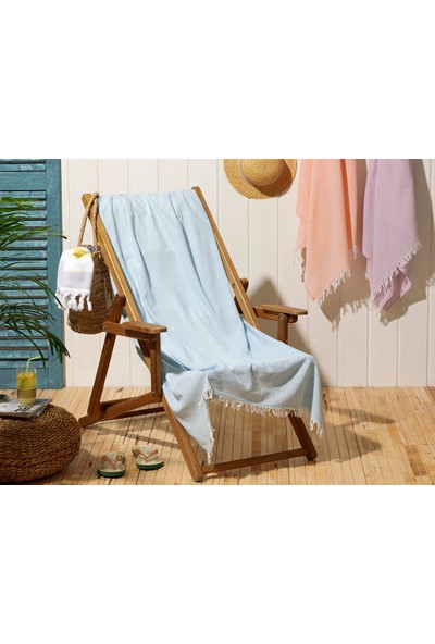 English Home Beach Love Pamuk Peştamal 100X170 cm Turkuaz