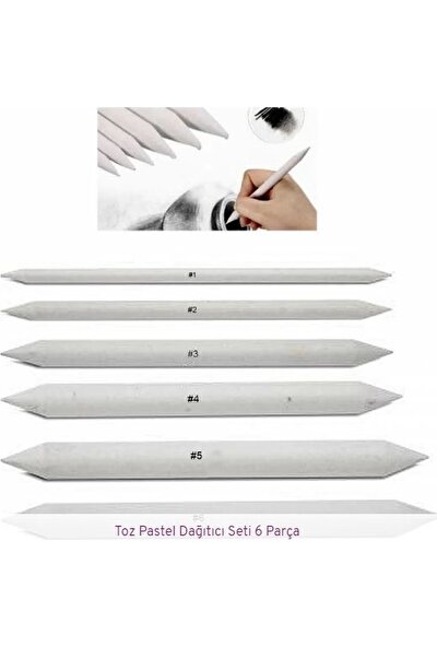 Toz Pastel Dağıtıcı Kaynaştırma Kağıt Kalem Seti Paper Stump-Tortillion 6'lı Toz Pastel Dağıtıcı Kaynaştırma Kağıt Kalem Seti Paper Stump-Tortillion 6'lı