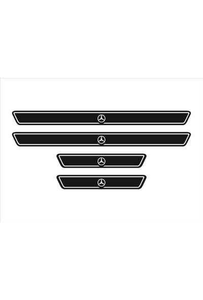 Ömr Dizayn Hediye Mercedes 4'lü Kapı Eşiği Oto Aksesuar Beyaz