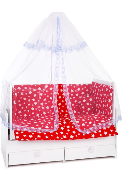 Sluupy Güpürlü Mavi Tül Beşik Cibinliği ve Cibinlik Aparatı