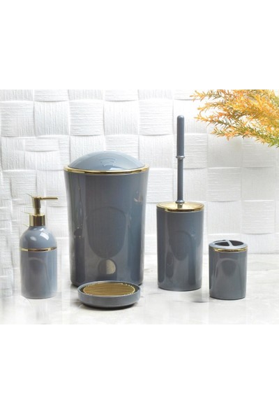 İmera Akrilik Parlak Yüzey Lüks Banyo Seti 5 Parça + Okyanusözlü Organik Doğal Sabun