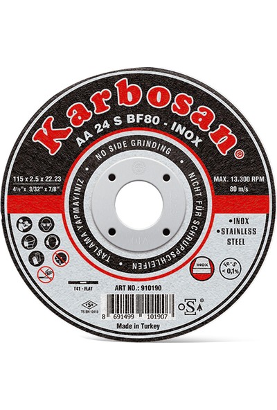 Karbosan Inox Metal Kesici Ince Taş 115 Mm Kesici 5Li