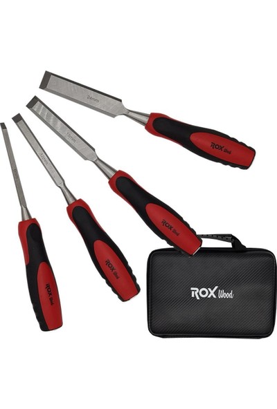Rox Wood 15399039 Düz Iskarpela Seti 4 Parça Neopren Çanta Rox Wood 15399039 Düz Iskarpela Seti 4 Parça Neopren Çanta