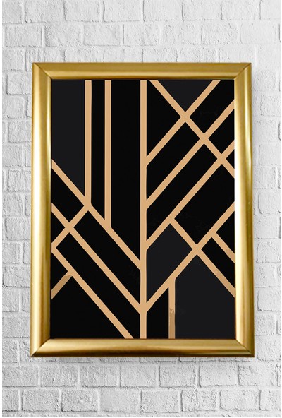 Lyn Home Sarı Siyah Geo Çerçeveli Poster Tablo 23.5 x 33,5 cm