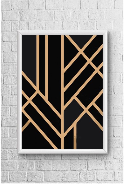 Lyn Home Sarı Siyah Geo Çerçeveli Poster Tablo 23.5 x 33,5 cm